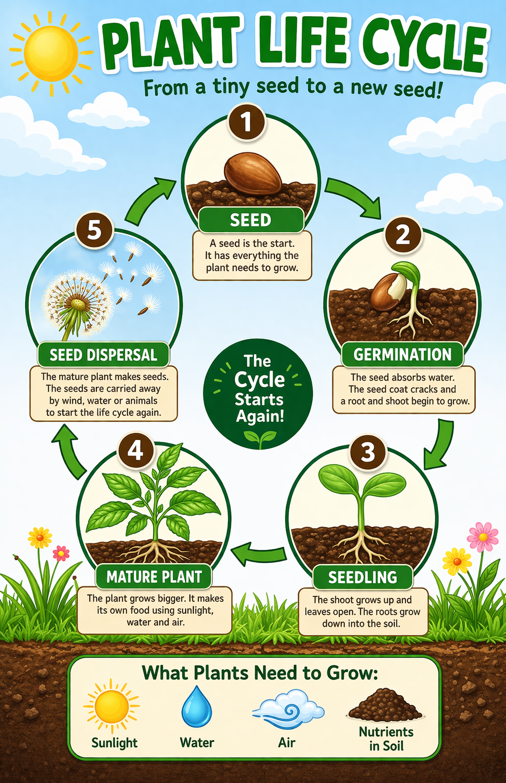 Printable Plant Life Cycle Poster 11x17 – Greenbridge